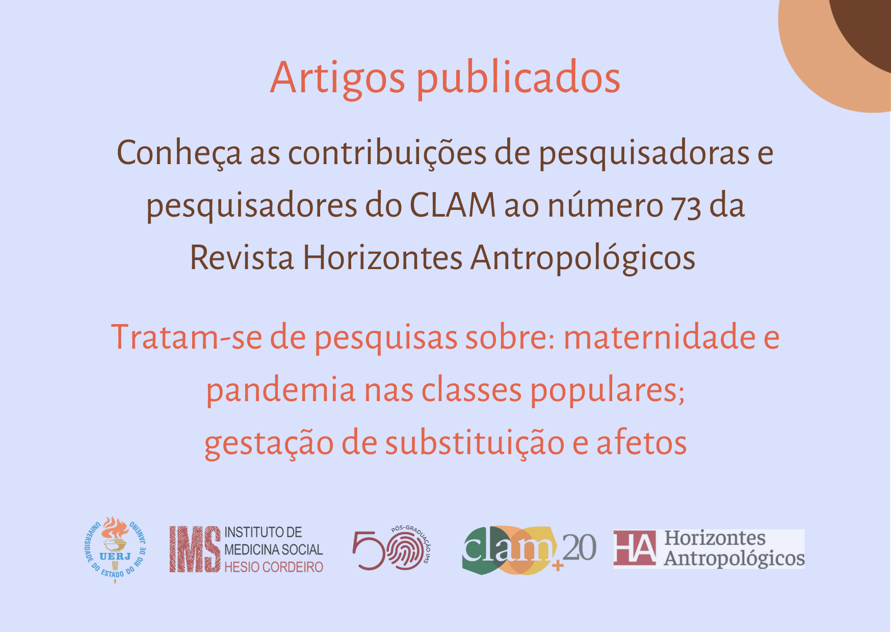 Conheça os artigos publicados por pesquisadoras e pesquisadores do CLAM ...